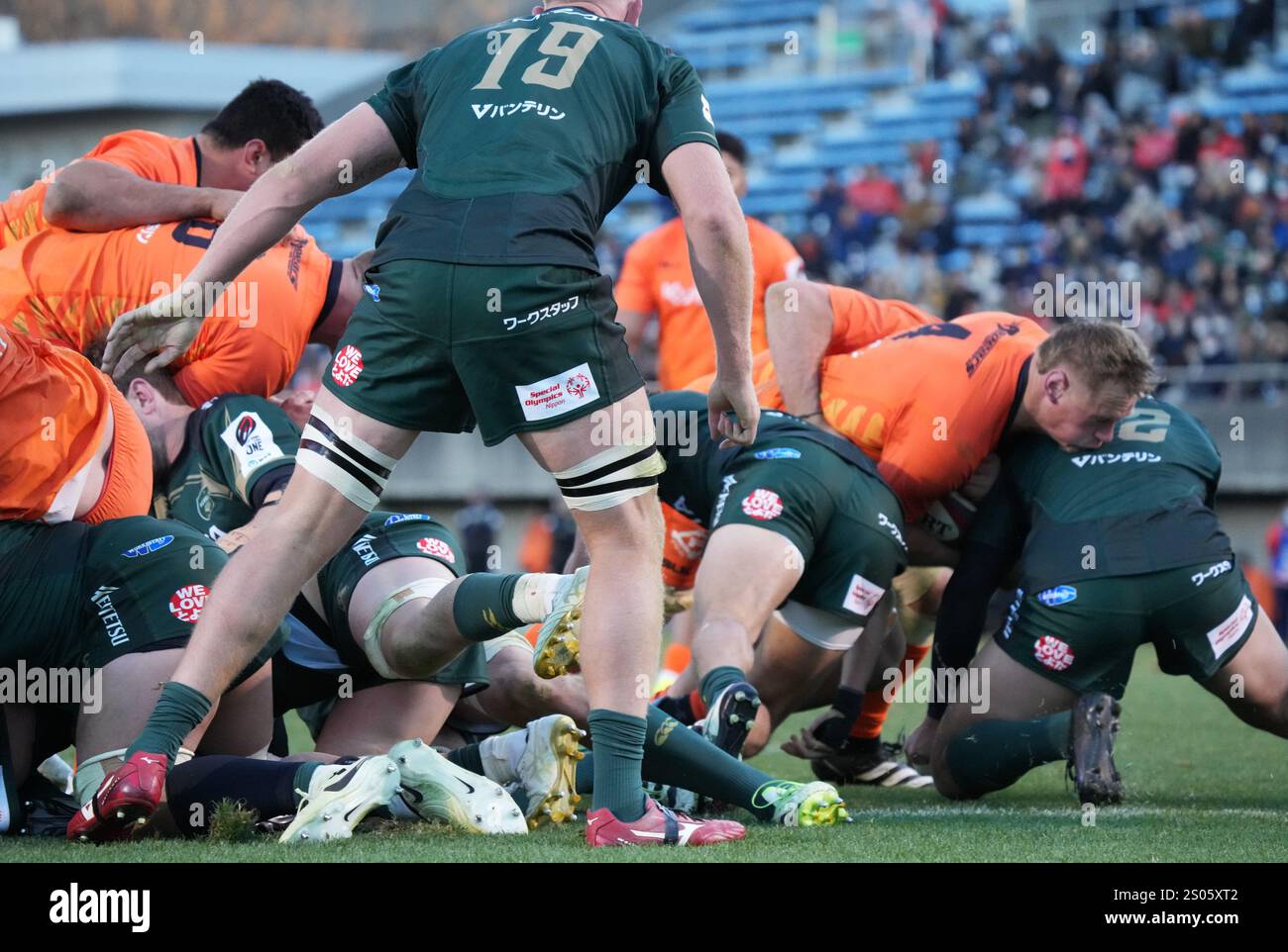 Spears' Merwe Olivier scores their team fifth try during the 2024-25 ...