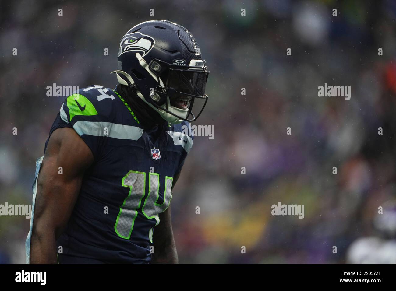 Seattle Seahawks wide receiver DK Metcalf reacts during an NFL football ...