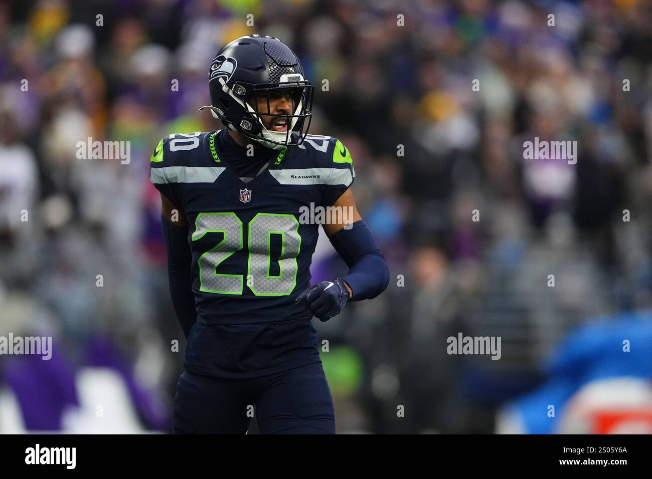 Seattle Seahawks safety Julian Love looks on against the Minnesota ...