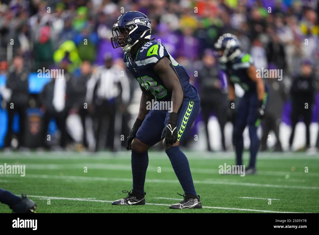 Seattle Seahawks linebacker Tyrice Knight looks on against the ...
