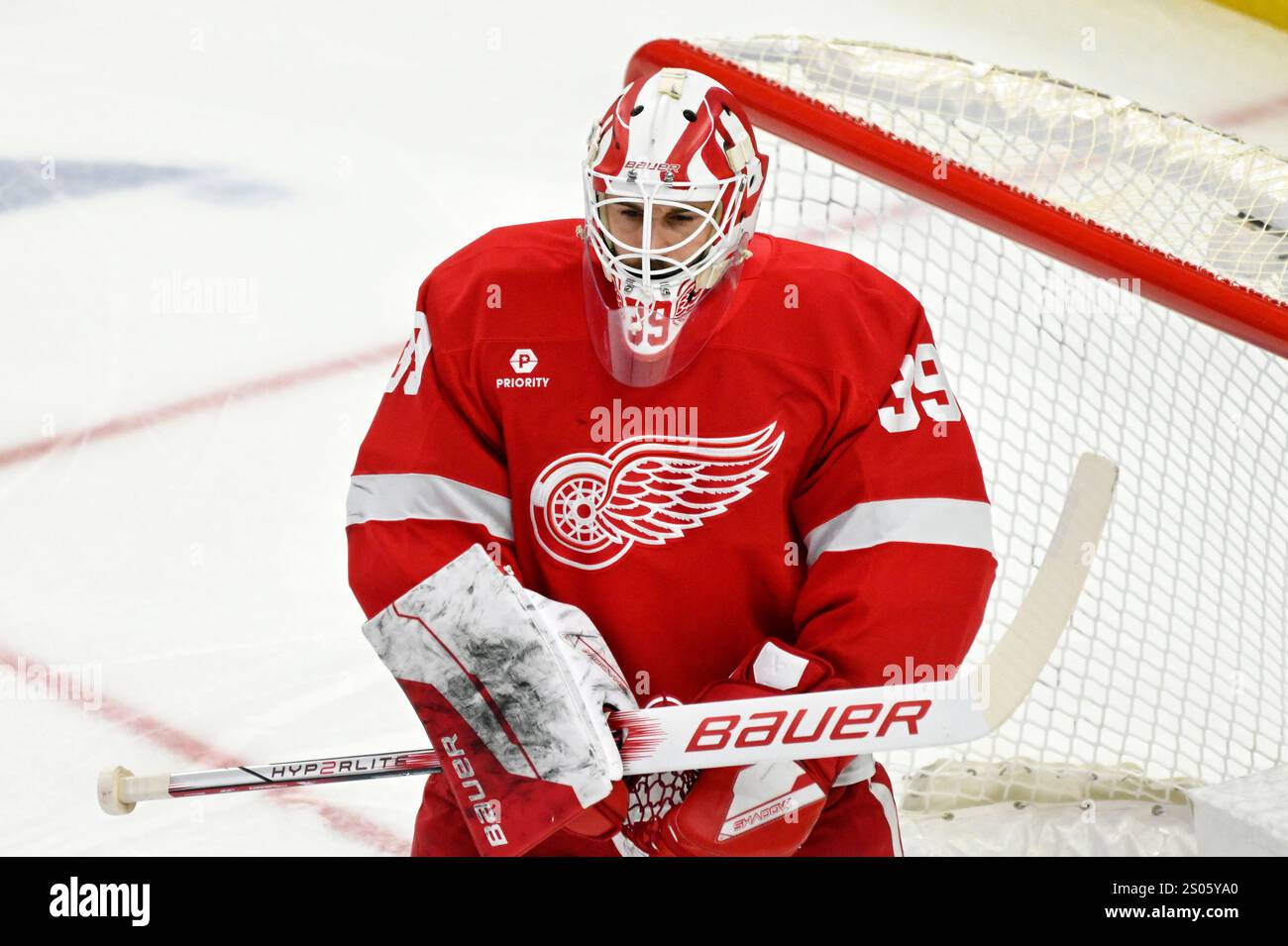 Detroit Red Wings goaltender Cam Talbot watches during the first period ...