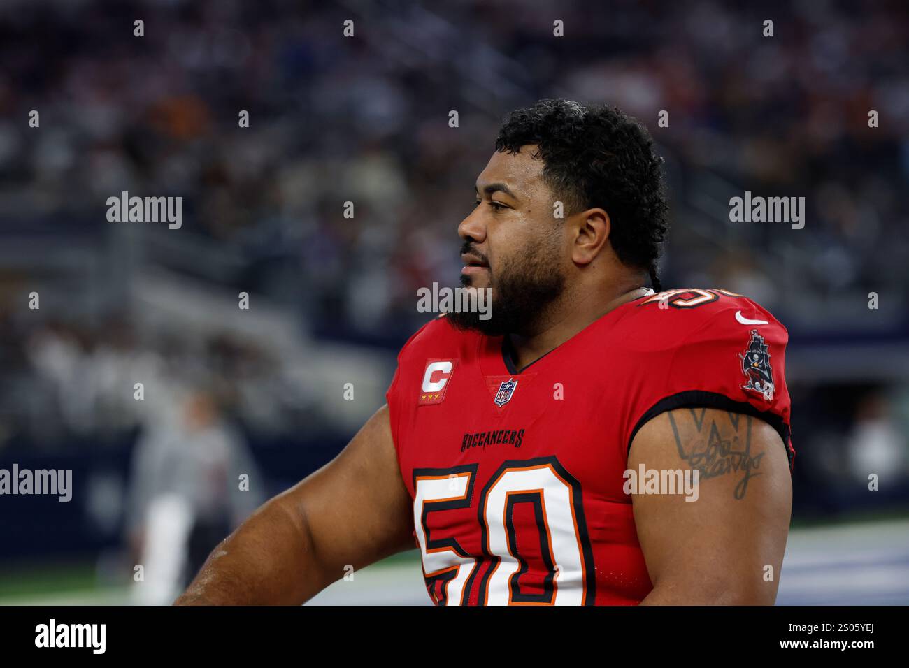 Tampa Bay Buccaneers nose tackle Vita Vea (50) during pregame warmups ...