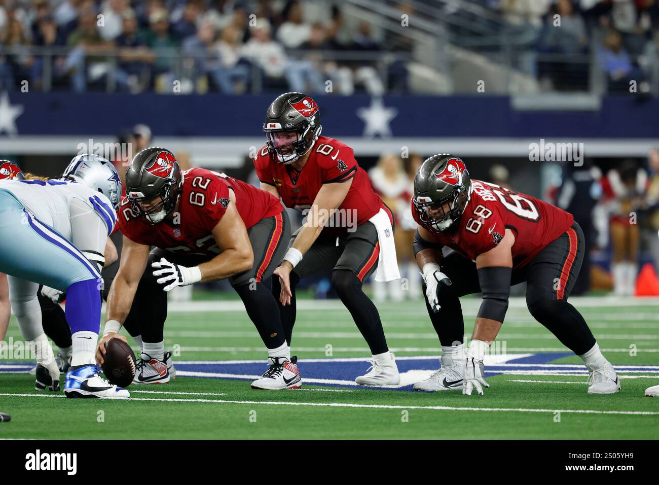 Tampa Bay Buccaneers quarterback Baker Mayfield (6) lines up for the ...