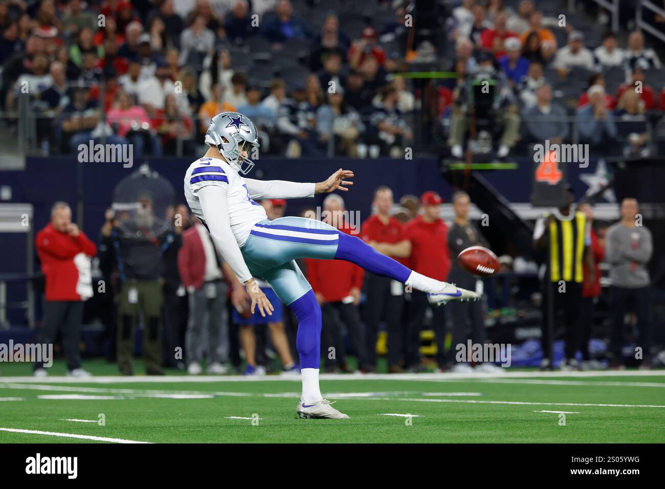Dallas Cowboys punter Bryan Anger (5) looks to punt the ball during a ...