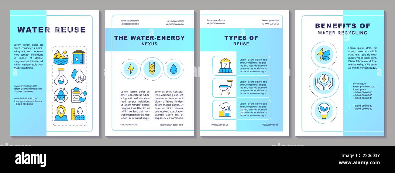 Water reuse blue brochure template Stock Vector Image & Art - Alamy