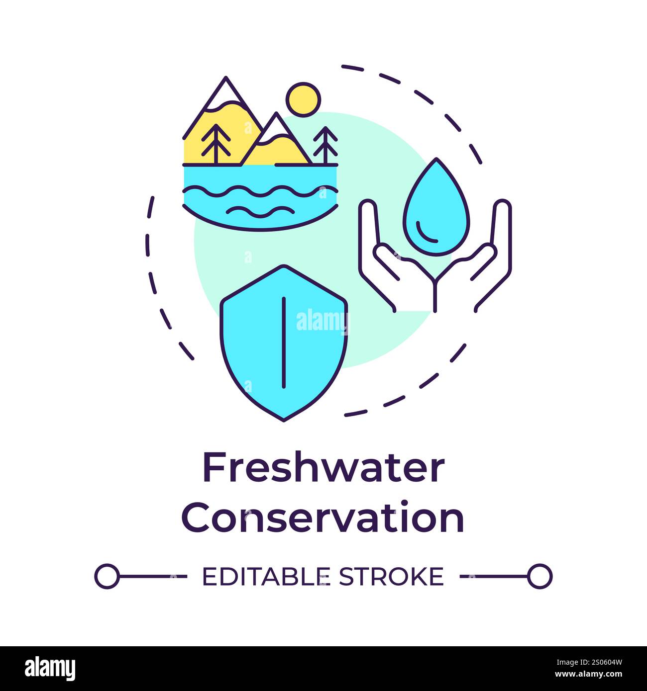 Freshwater conservation multi color concept icon Stock Vector Image ...