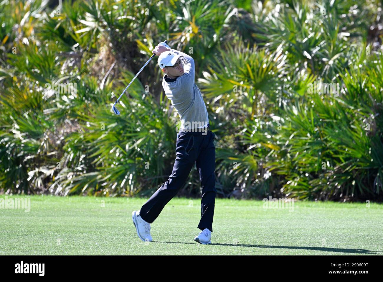 Jason Langer hits from the third fairway during the final round of the ...