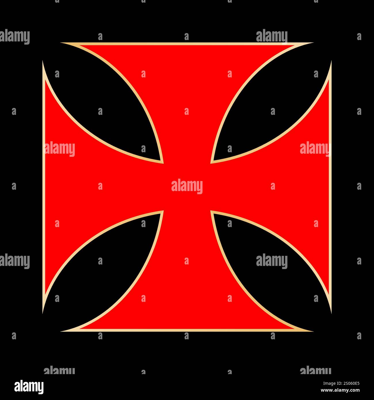 templar cross in red and gold against a black background. Vector ...