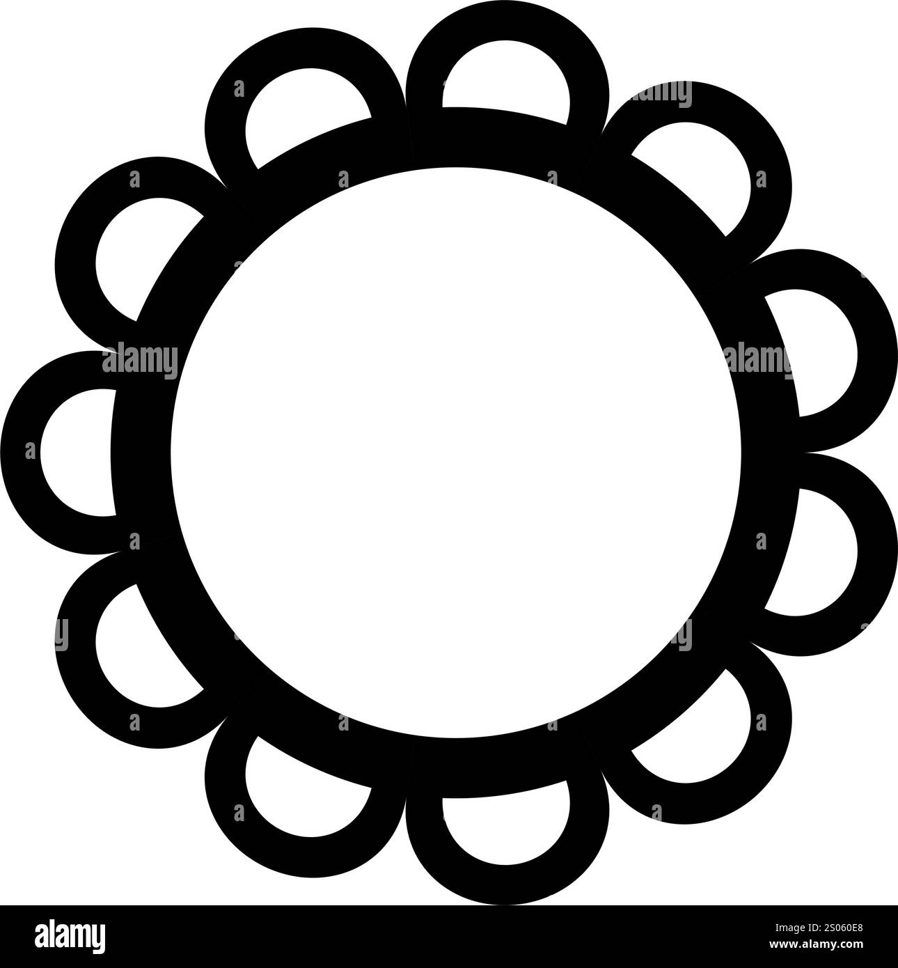 Scalloped edge circle frame. Simple round scalloped border. Fabric lace ...