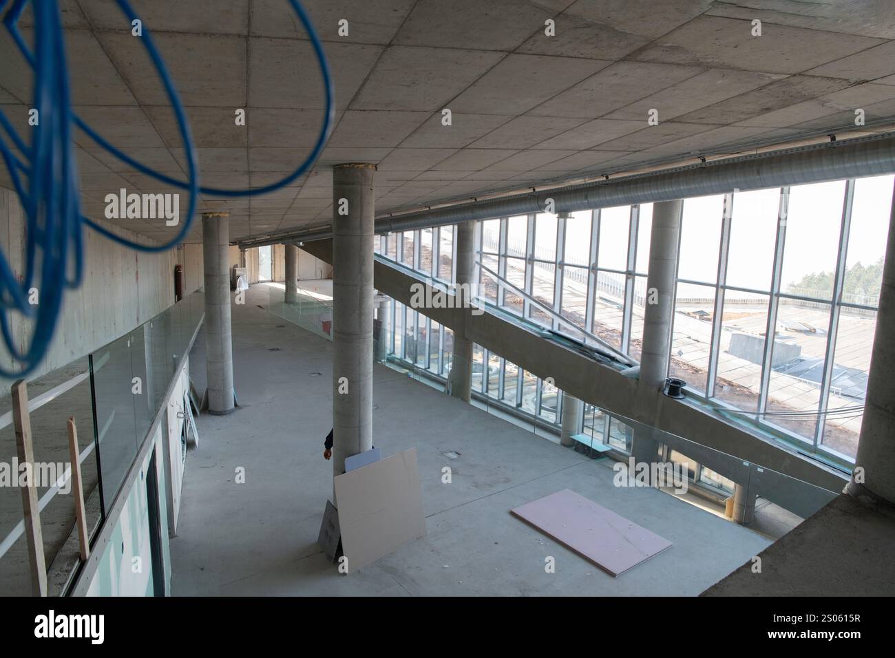 A captivating view of a modern business building under construction ...