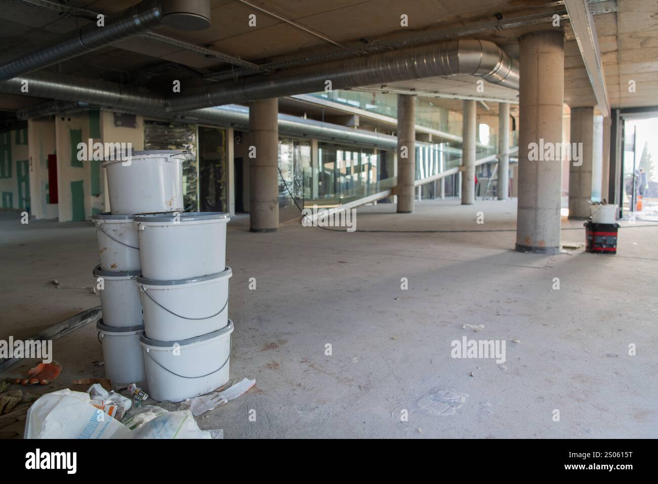 A captivating view of a modern business building under construction ...