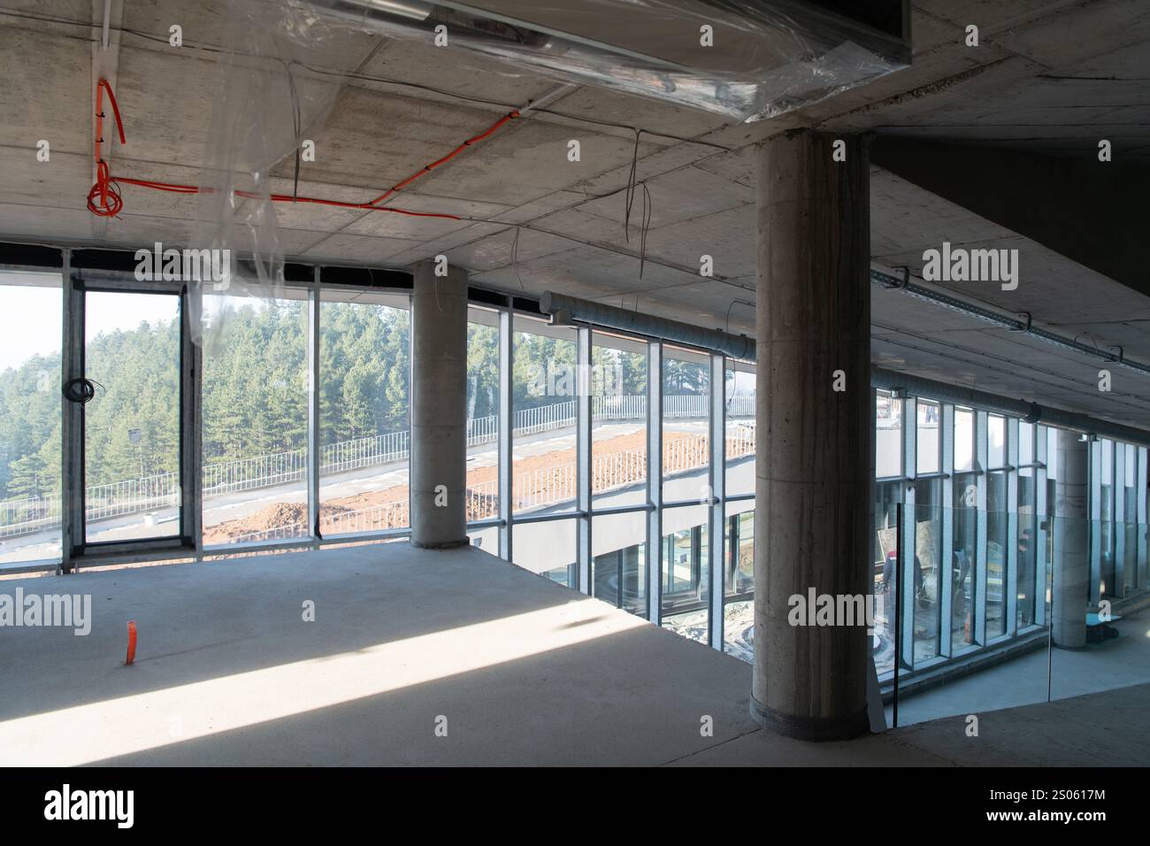 A captivating view of a modern business building under construction ...