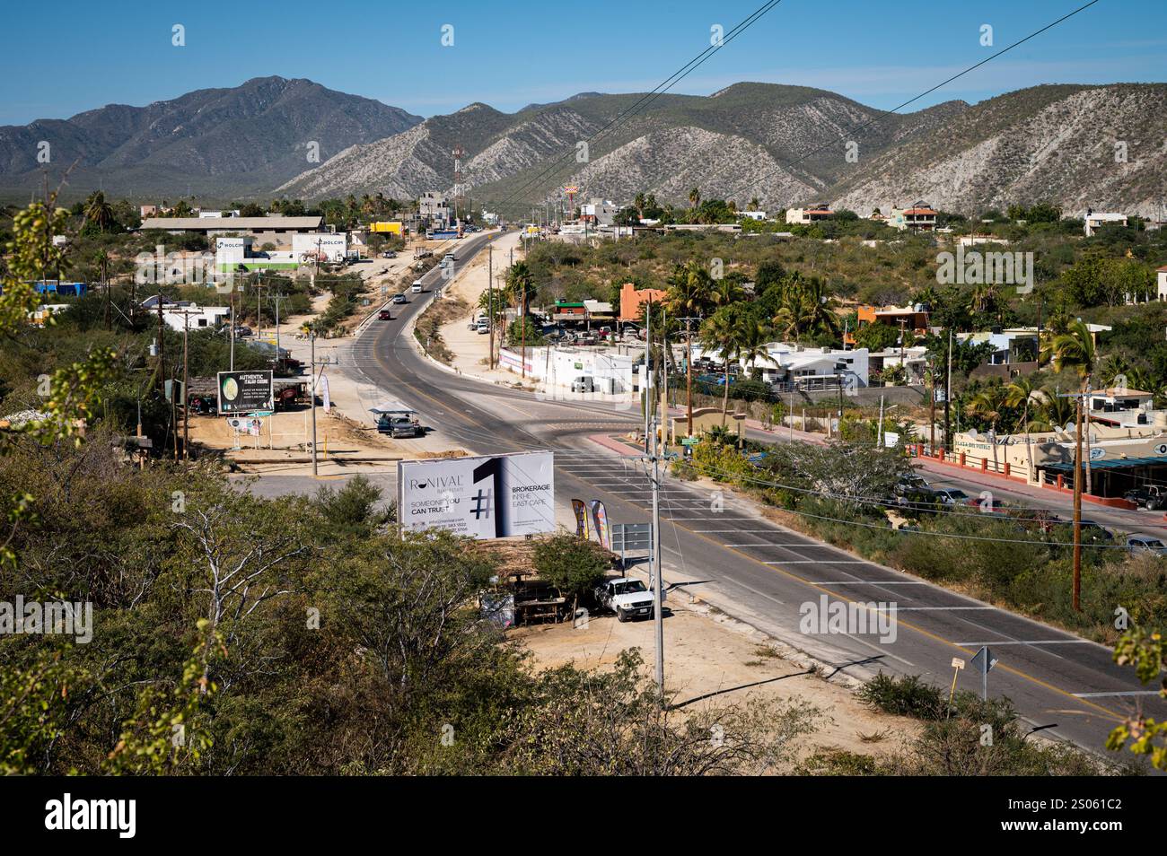 View of the Carretera Transpeninsular Highway 1 near at Los Barriles in ...