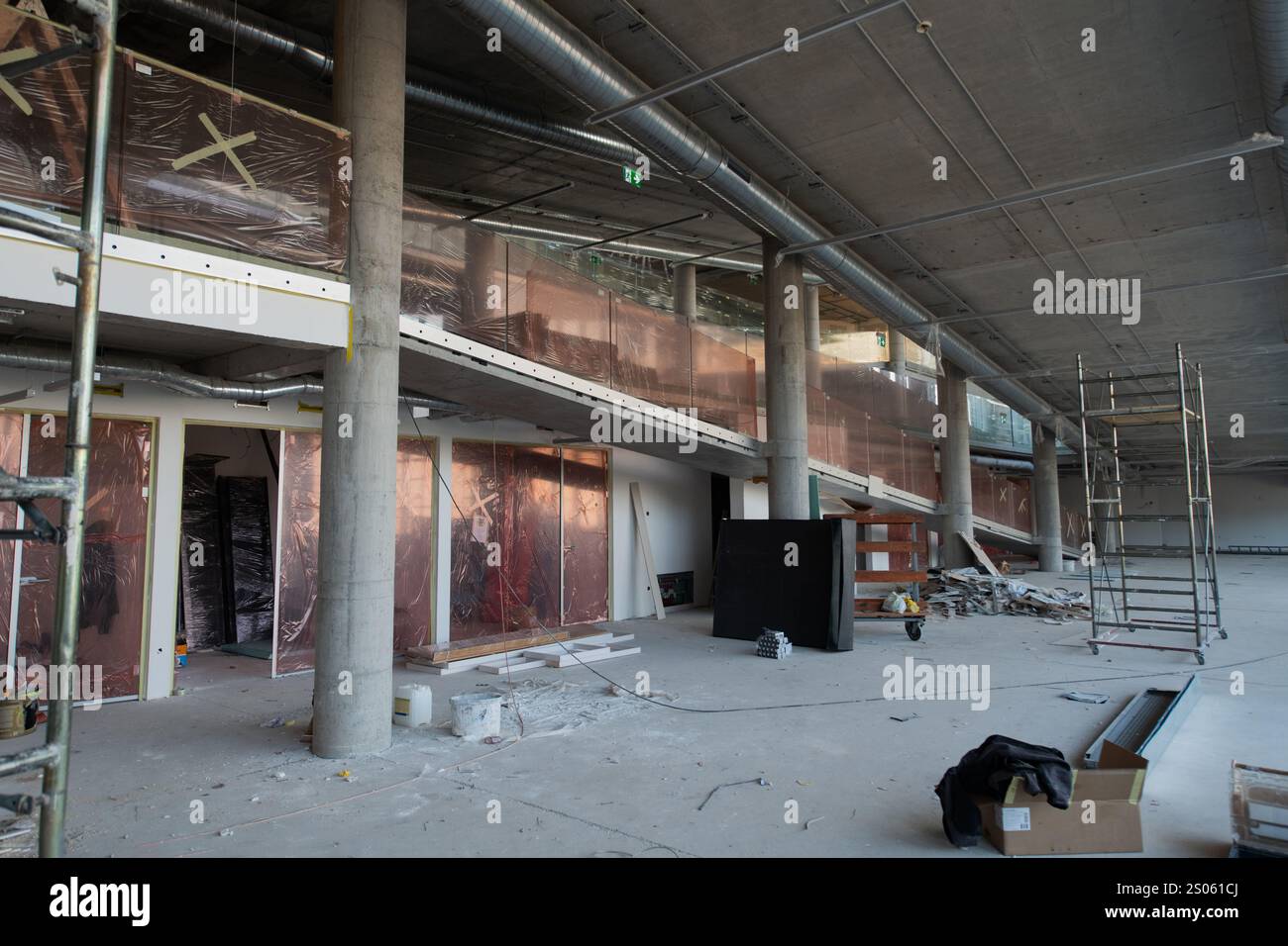 A captivating view of a modern business building under construction ...