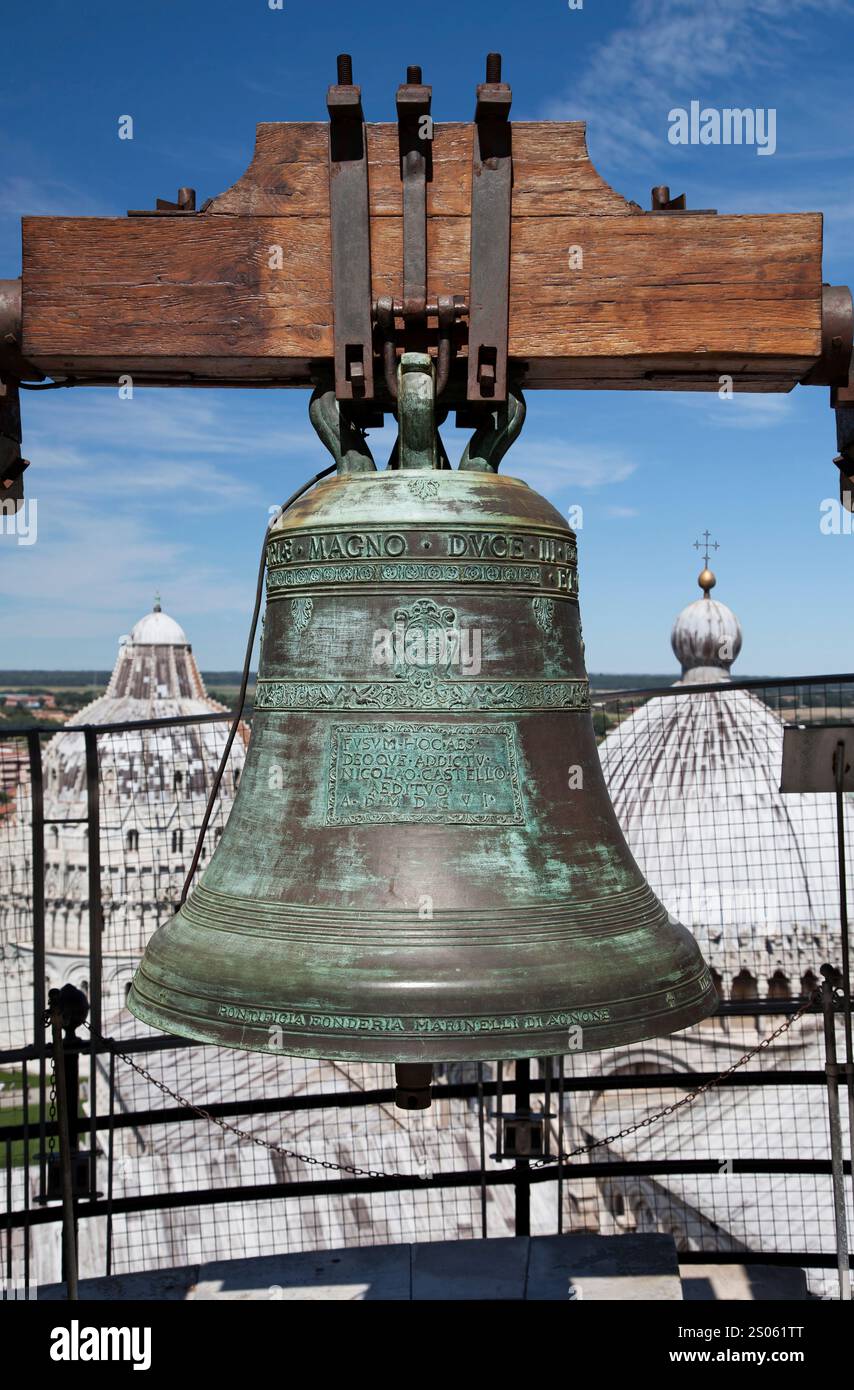 Closeup of one of the bells in the famous bell tower. Pisa, Italy Stock ...
