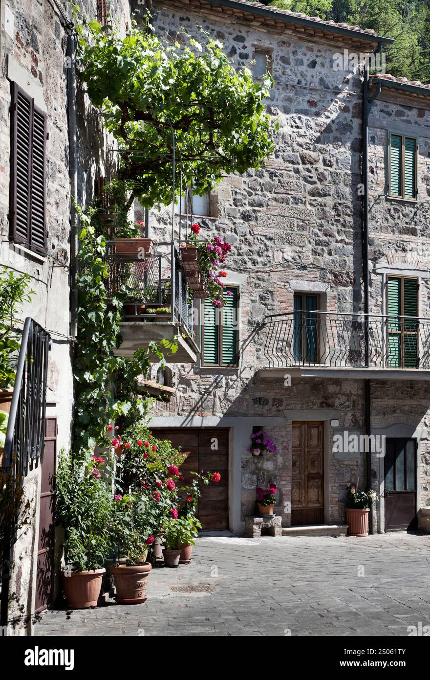 Traditional Italian house in small village. Radicofani, Tuscany, Italy ...