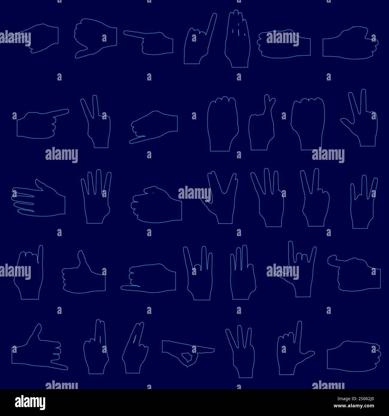 Blue background with a series of hand drawings. The hand drawings vary ...