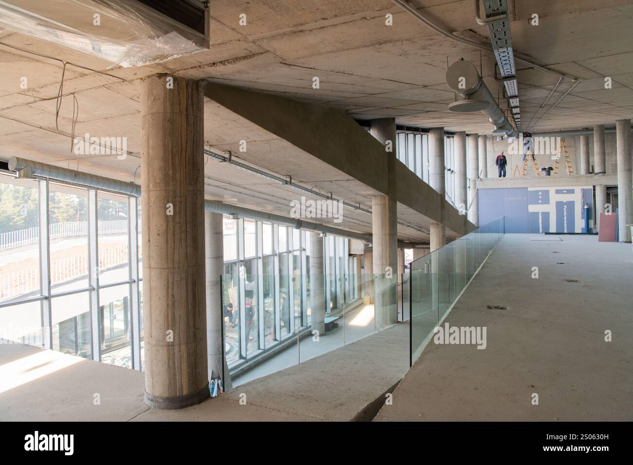 A captivating view of a modern business building under construction ...