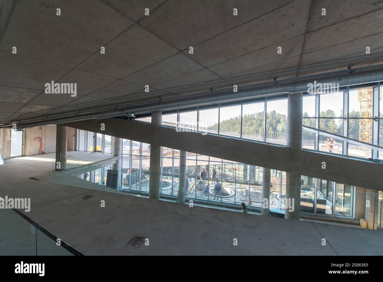 A captivating view of a modern business building under construction ...