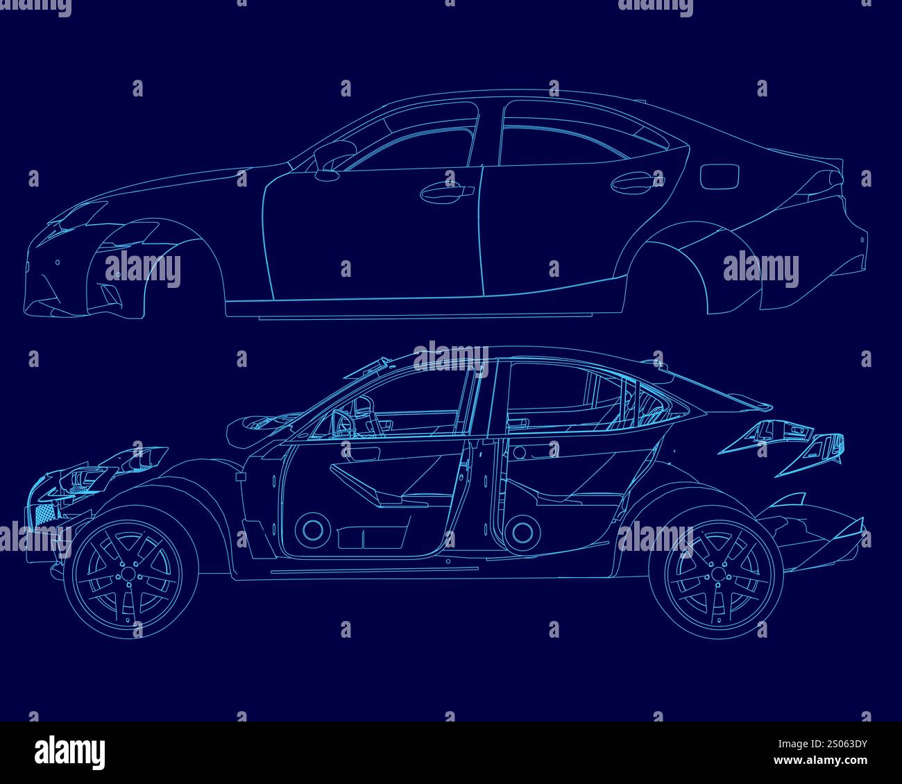 Technical drawing car Stock Vector Images - Alamy