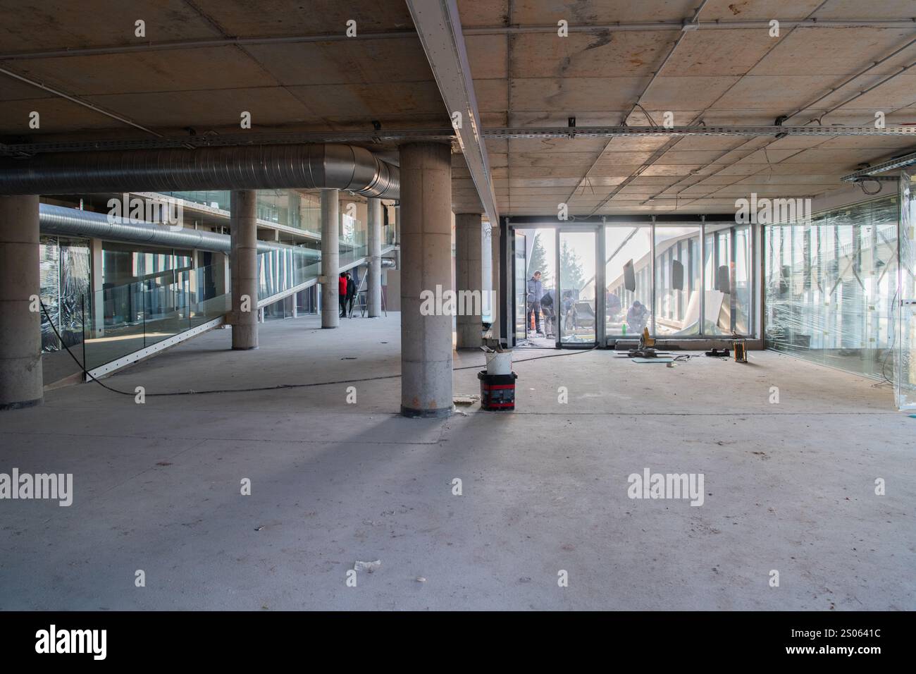 A captivating view of a modern business building under construction ...