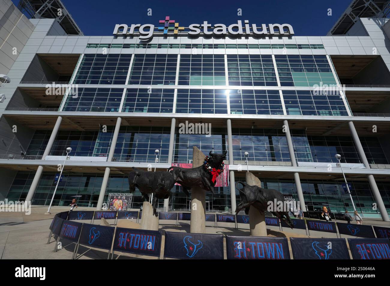 A general overall view of the Spirit of the Bull statue, depicting ...