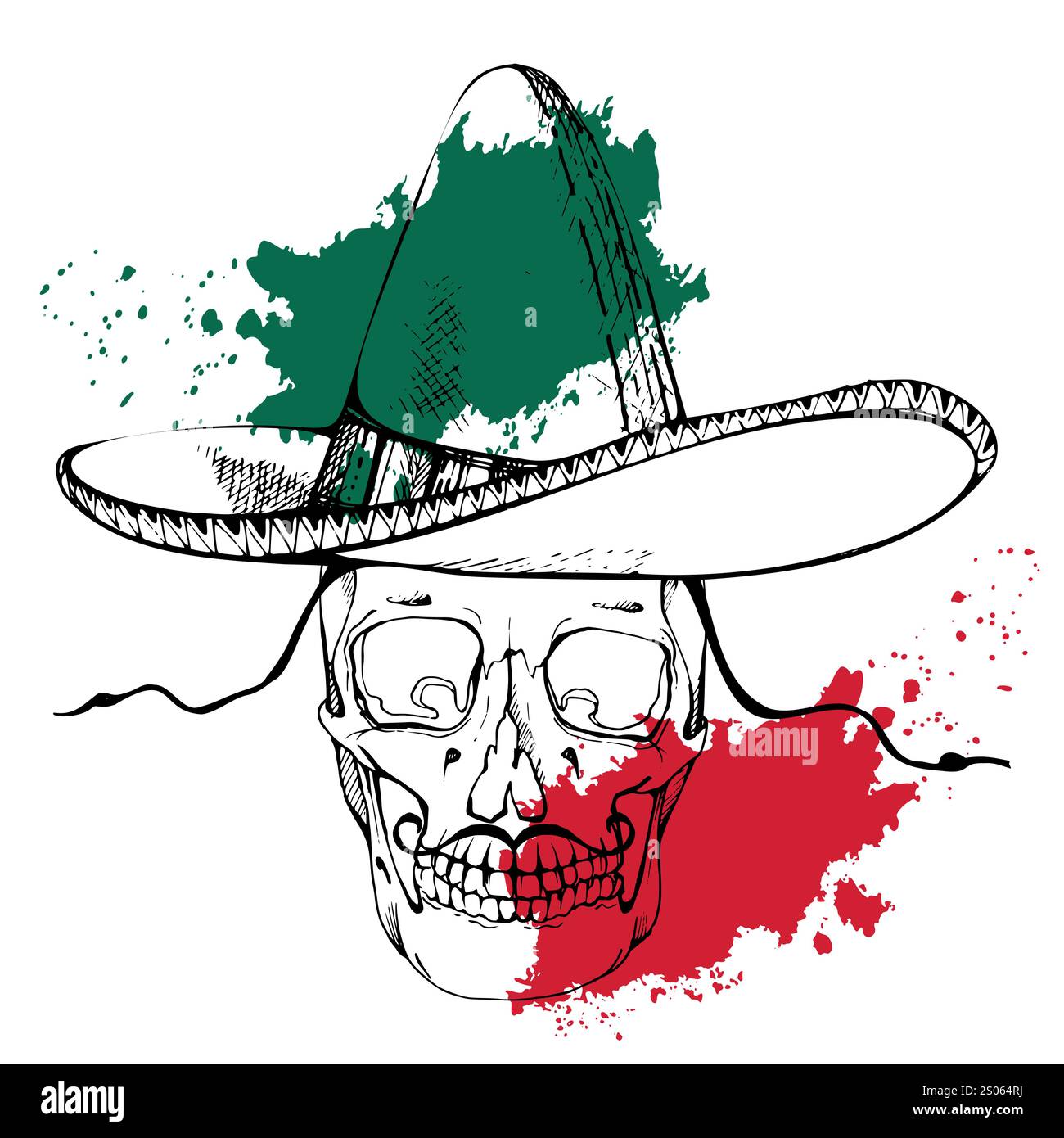 Cinco de Mayo human skull, sombrero hat, moustache. Mexican holiday Day ...