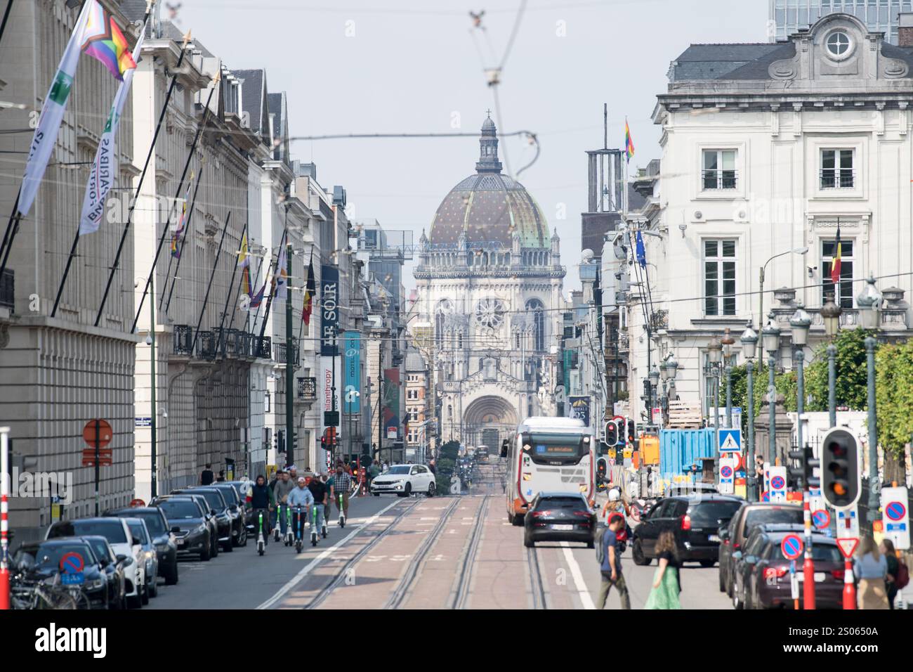 Rue Royale/Koningsstraat street and eclectic style (neo-Romanesque, neo ...