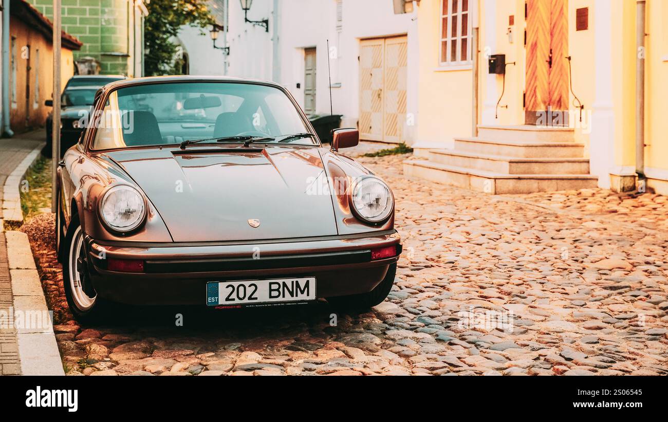 Side View Of Porsche 930 Car Parked In Old Narrow Street Stock Photo ...