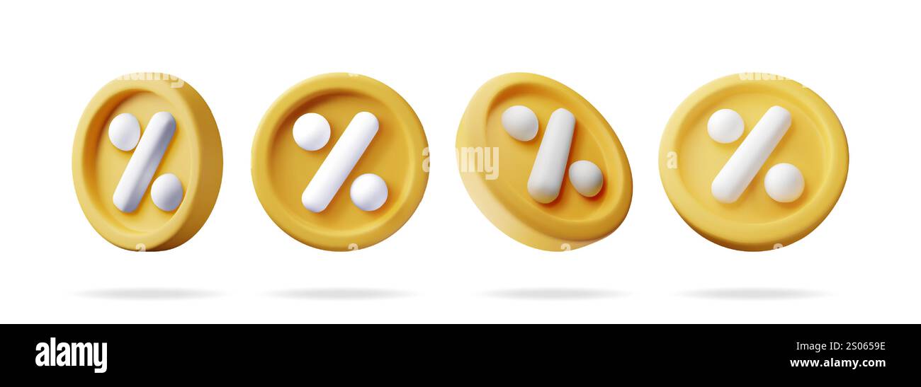 3D set of percent sign in gold coin Stock Vector Image & Art - Alamy