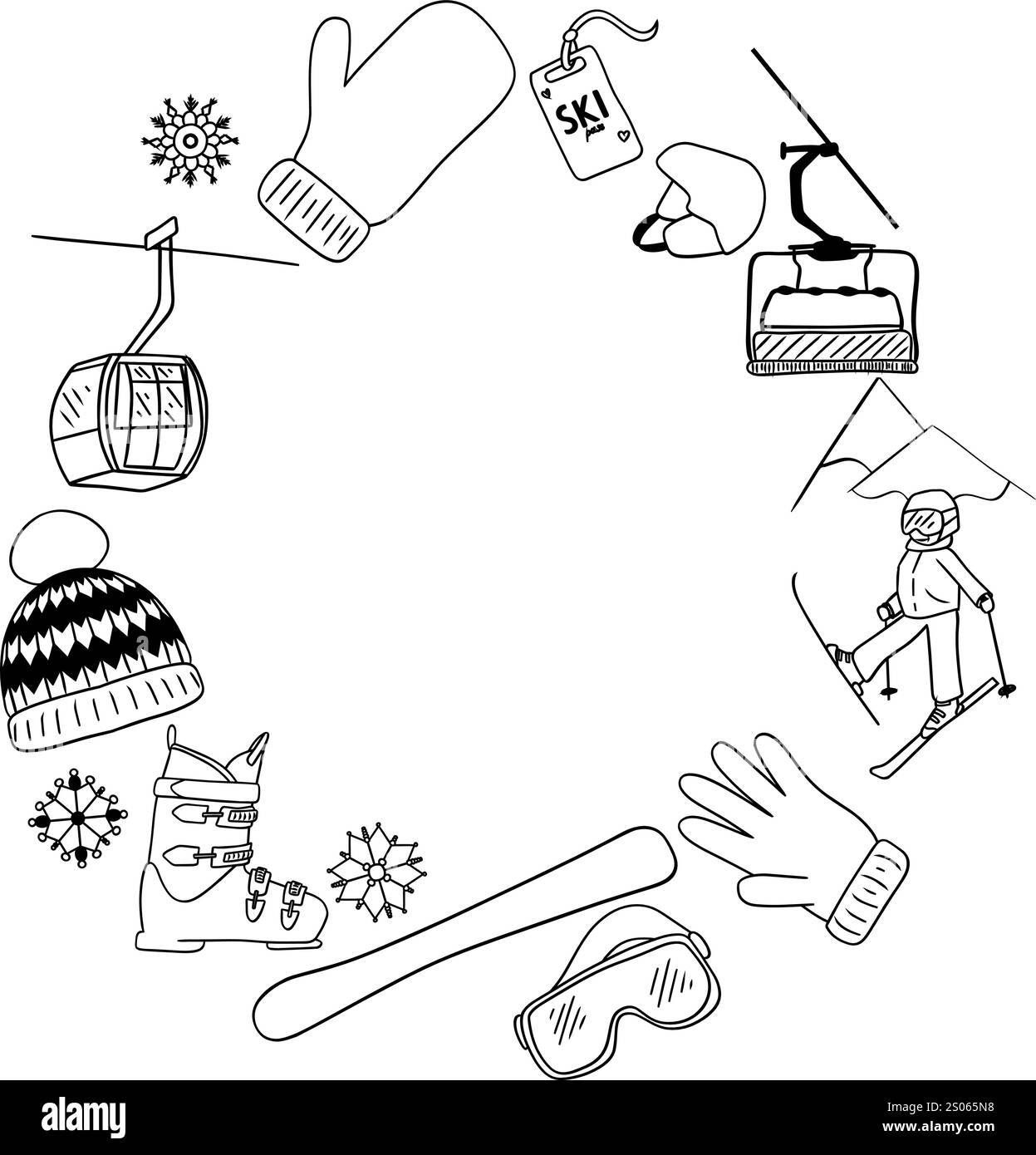 Winter sport outdoor activities Black and White Stock Photos & Images ...