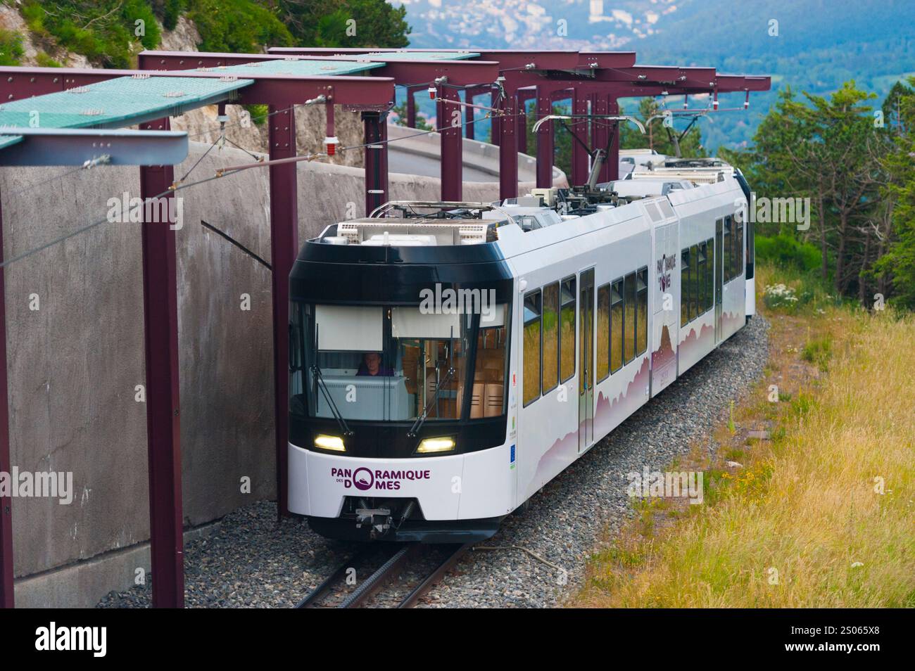France, Puy-de-Dome (63), the Panoramique des Domes cogwheel train ...