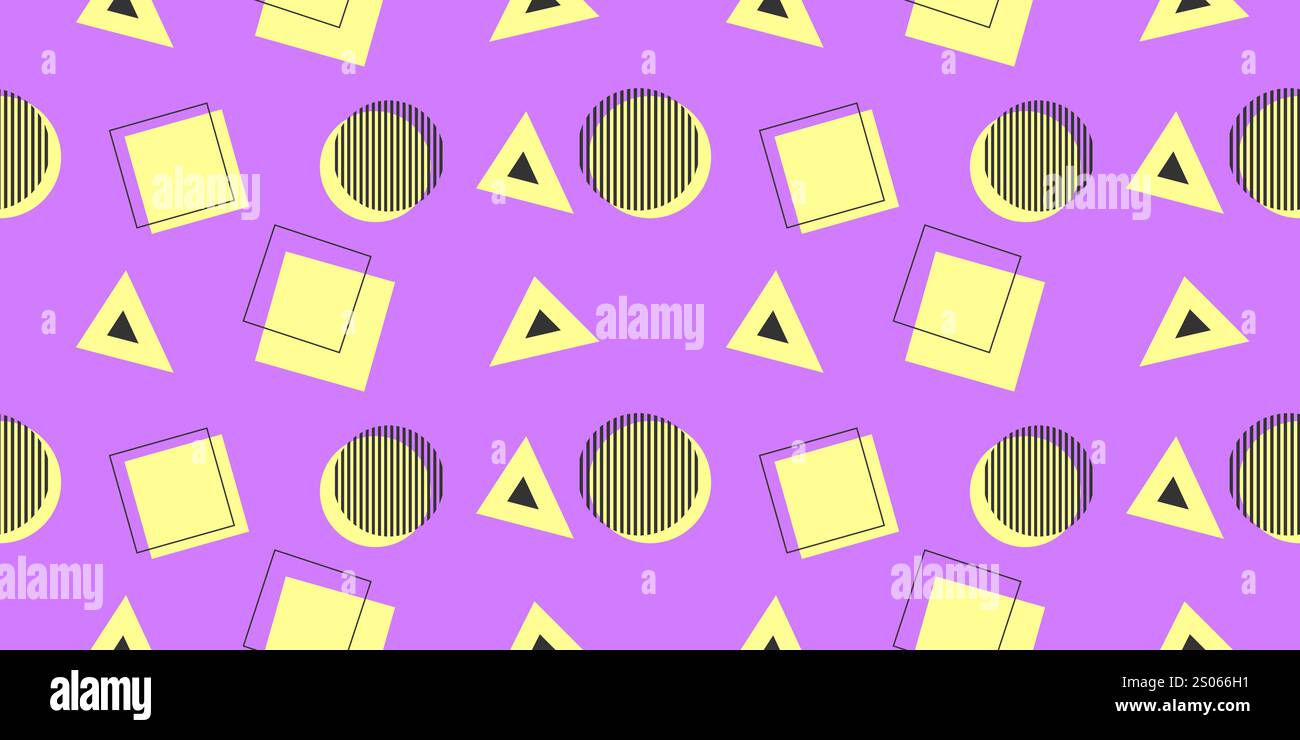 Purple 90's Style Seamless Geometric Pattern, Wide Scale Background ...