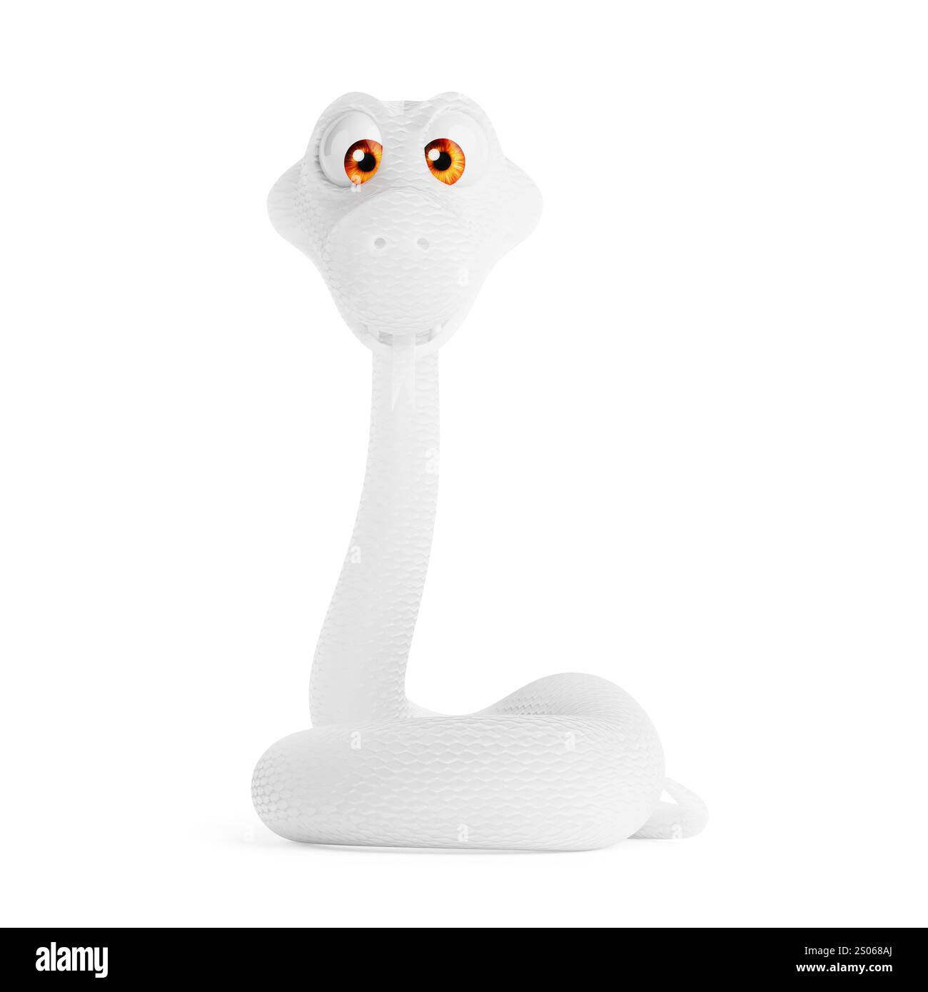 White Cartoon Snake Character Person in Clay Style on a white ...