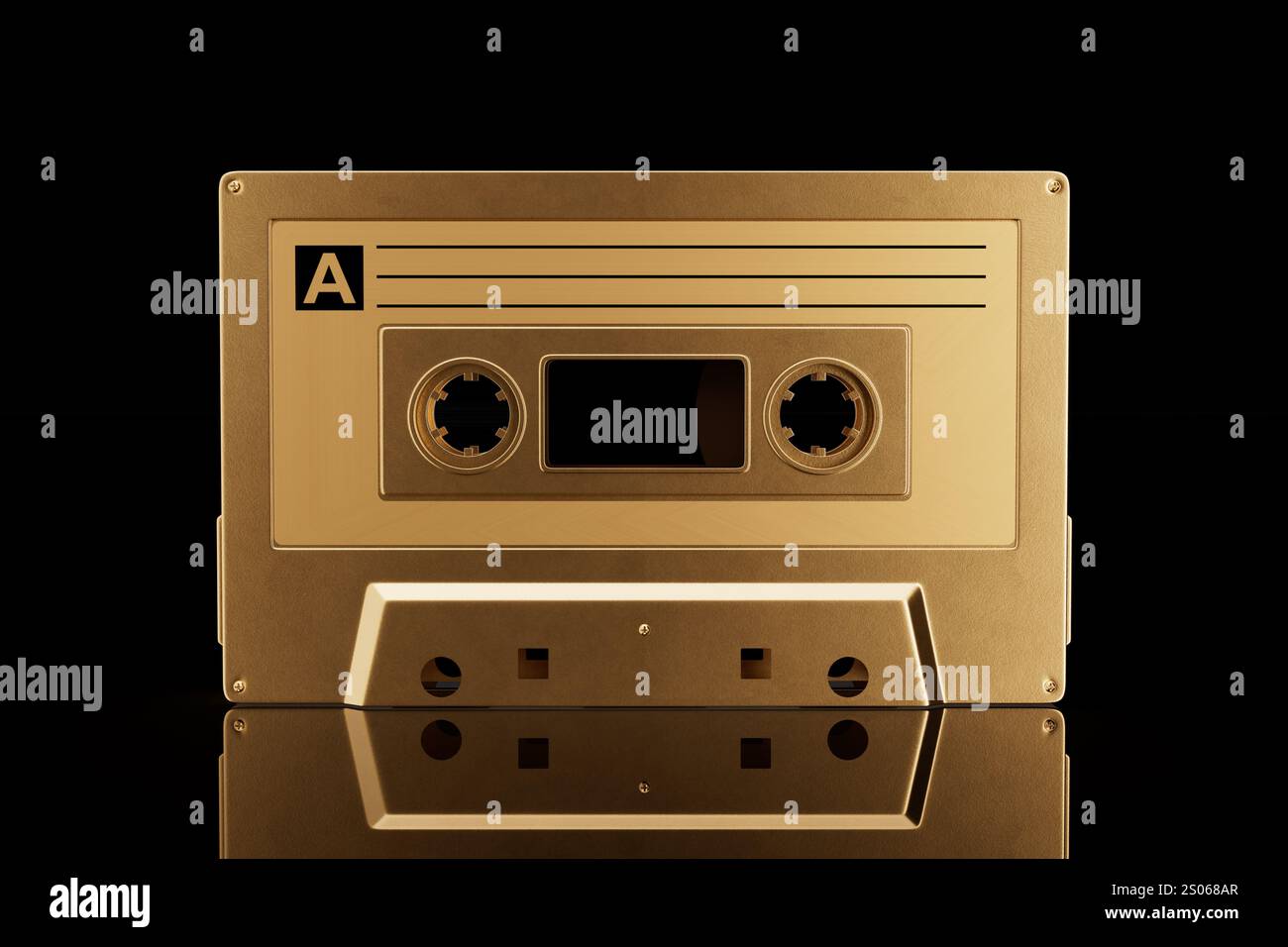 Golden Old Vintage Audio Cassette Tape Mock Up on a black background ...