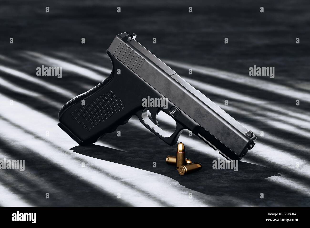 Powerful Metalic Police or Military Pistol Gun with Bullets in the ...