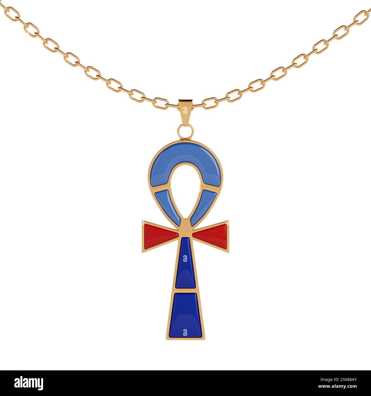 Golden Ankh Egyptian Style Luxury Jewelry Cross with Golden Chain on a ...
