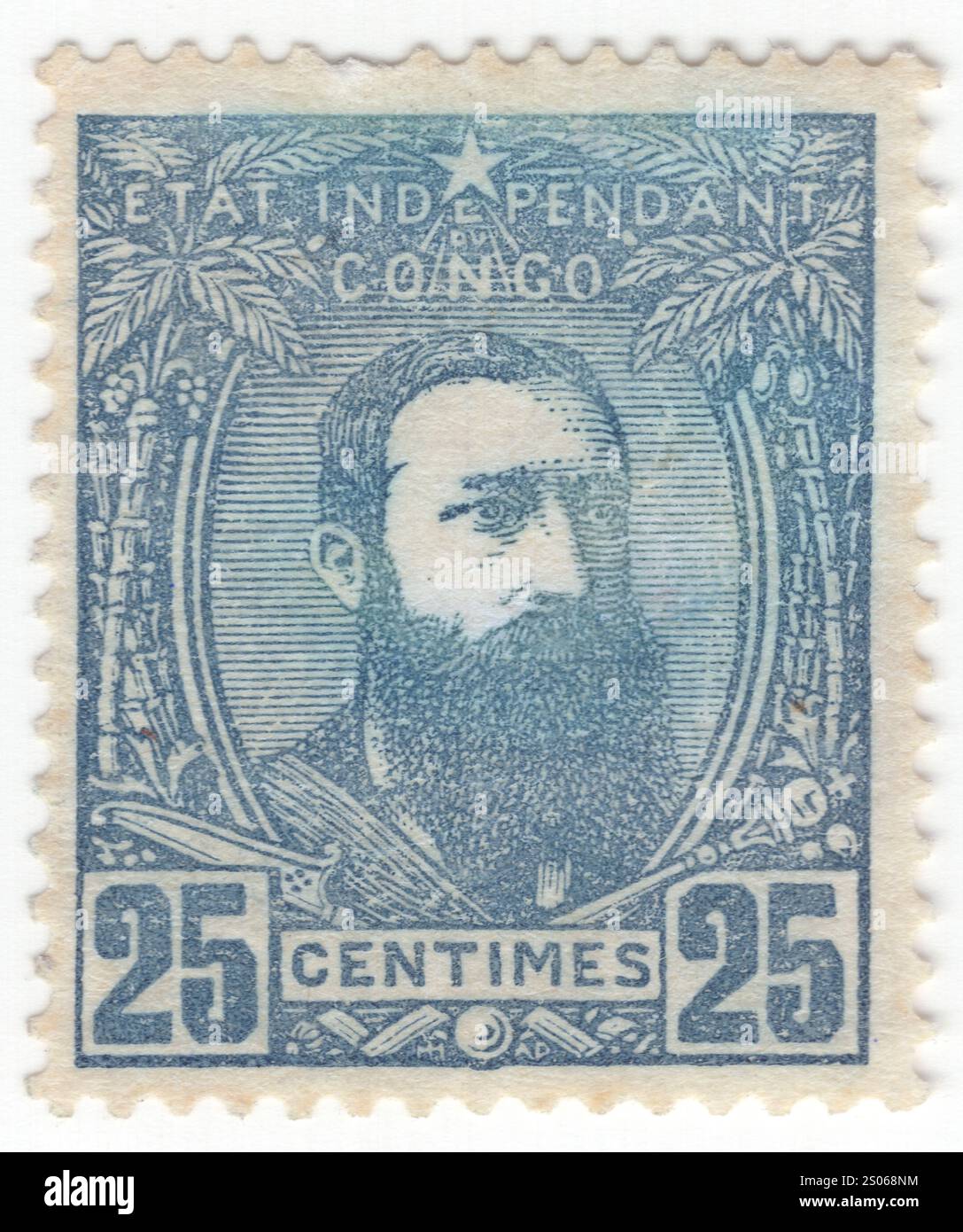 BELGIAN CONGO - 1889 March 01: 25 centime blue postage stamp depicting ...