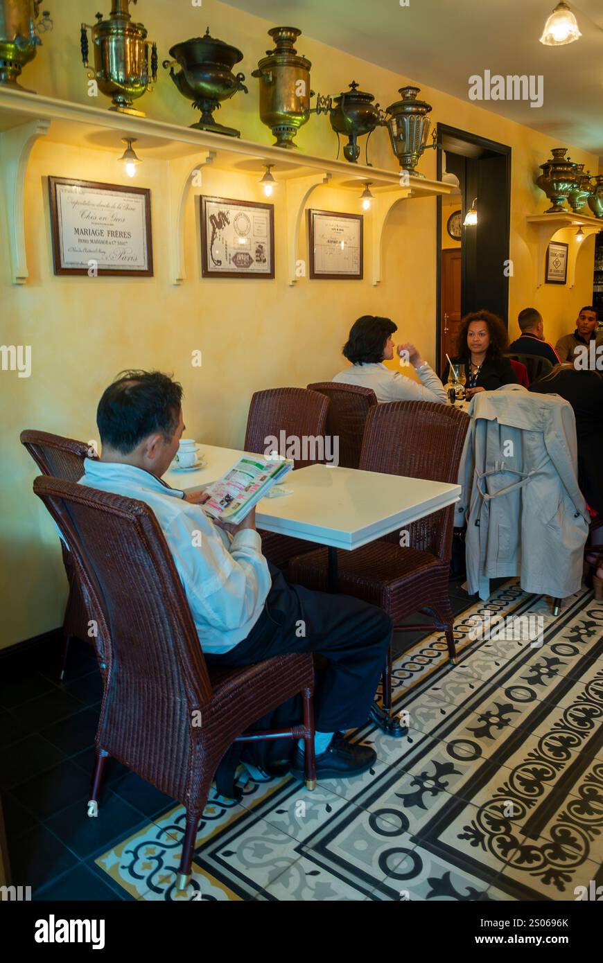 Paris, France, People Tourists, Sitting « Mariage Freres » Tea Room ...