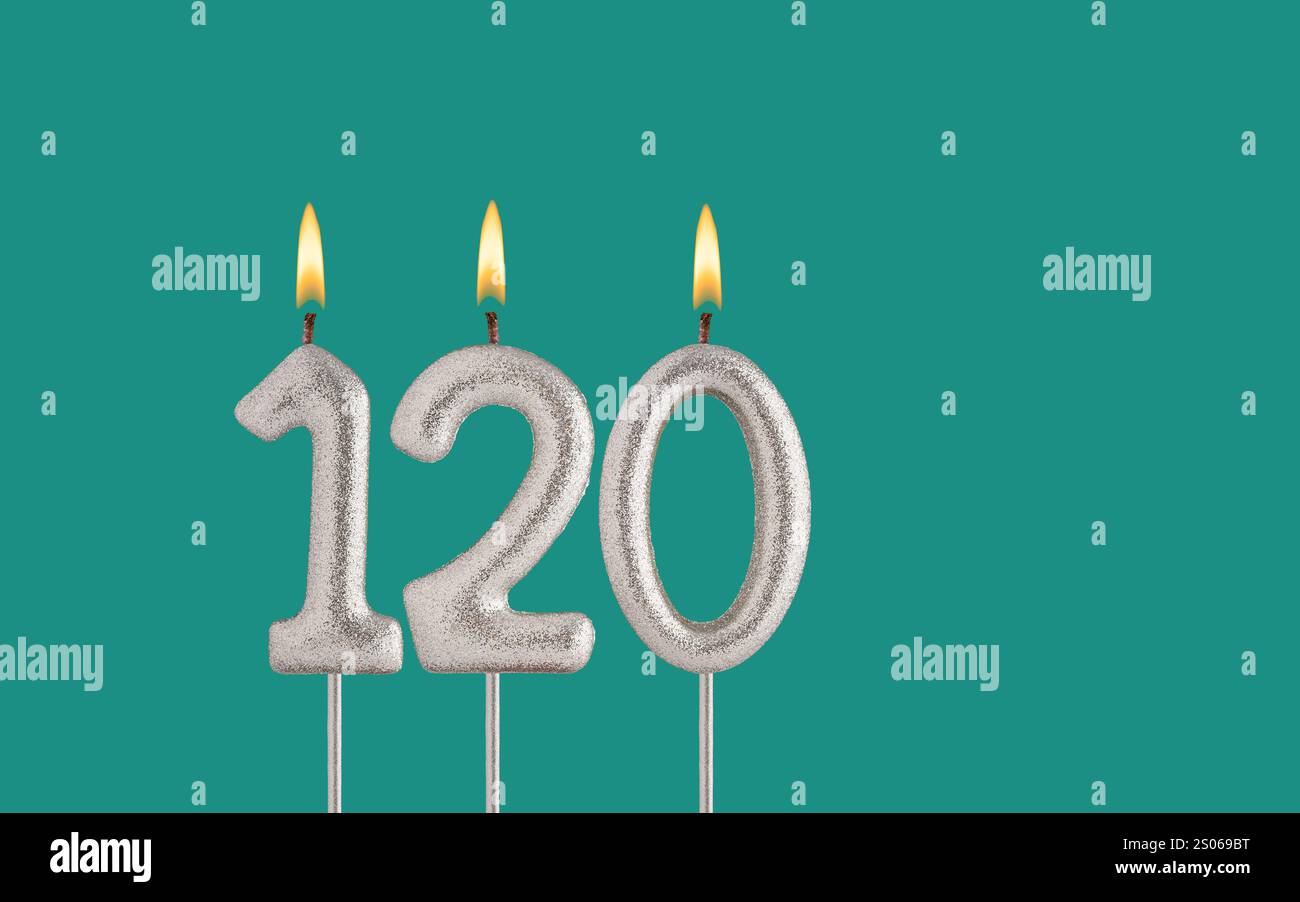 Birthday card on a green background - Candle in the shape of the number ...