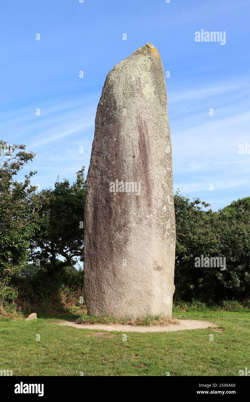Menhir Kerloas is a famous and majestic ancient standing stone set ...