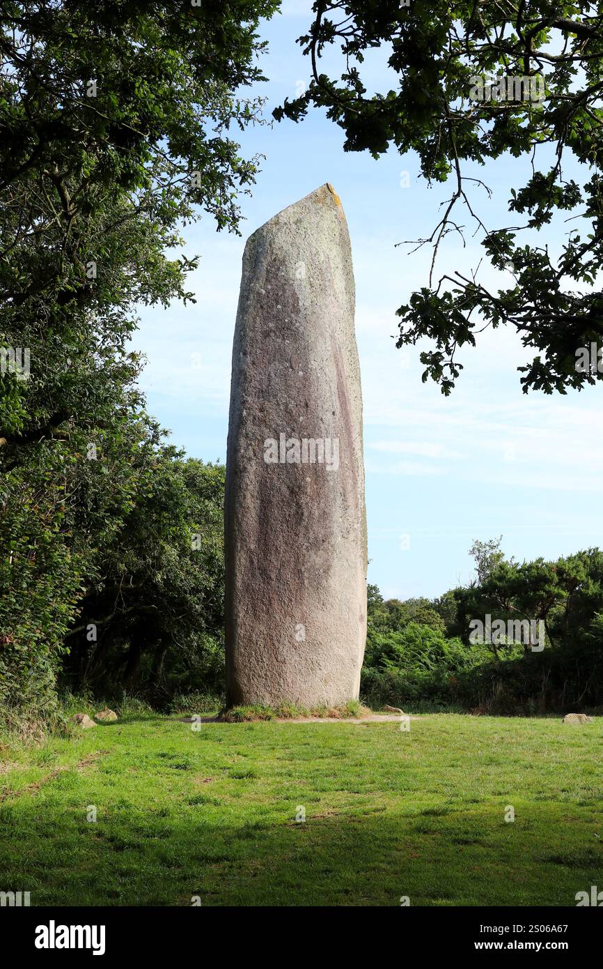 Menhir Kerloas is a famous and majestic ancient standing stone set ...