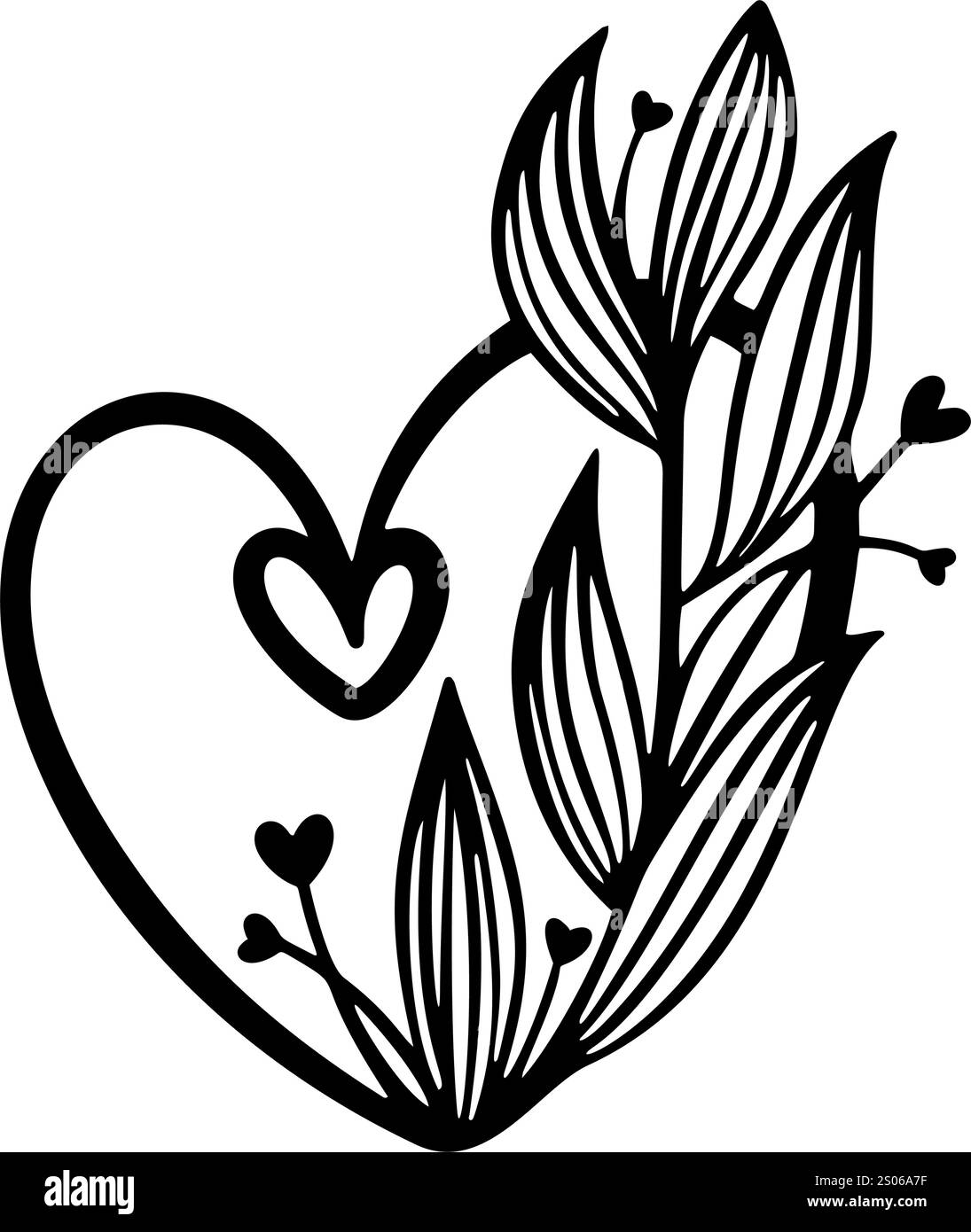 Beautiful floral heart vector silhouette for cards, invitations, and ...