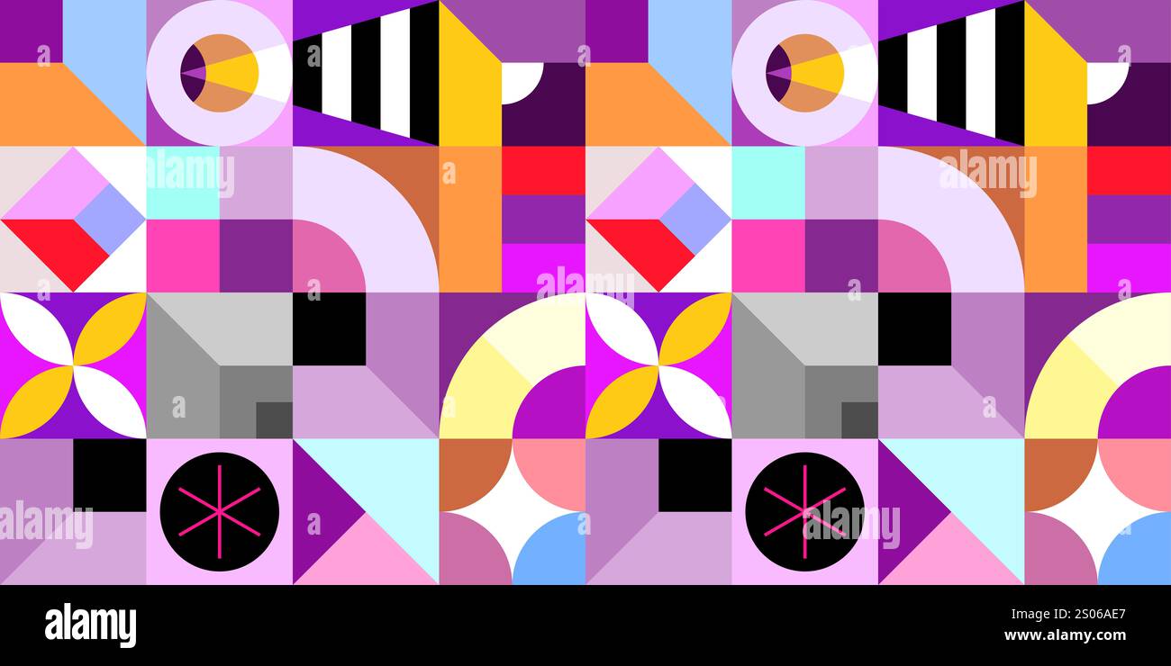 Decorative vector tileable background includes many geometric shapes ...