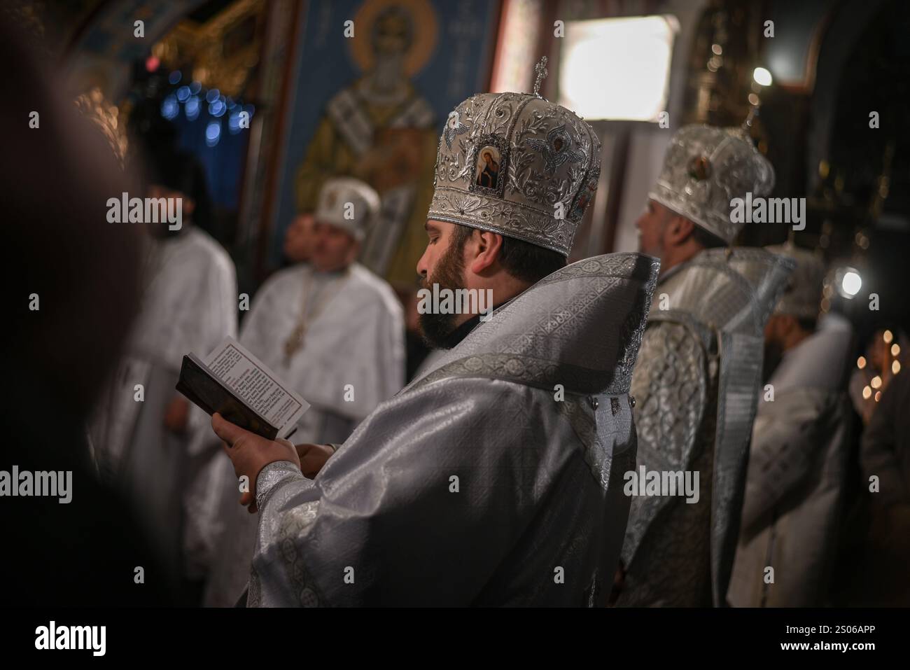Kyiv, Ukraine. 25th Dec, 2024. Priests of the Ukrainian Orthodox Church ...