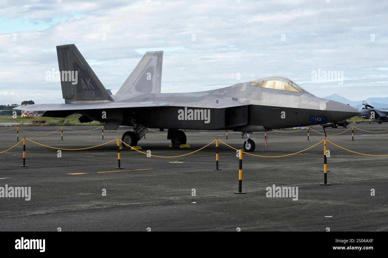A U.S. F-22 stealth fighter is pictured at Nyutabaru Air Base of the ...
