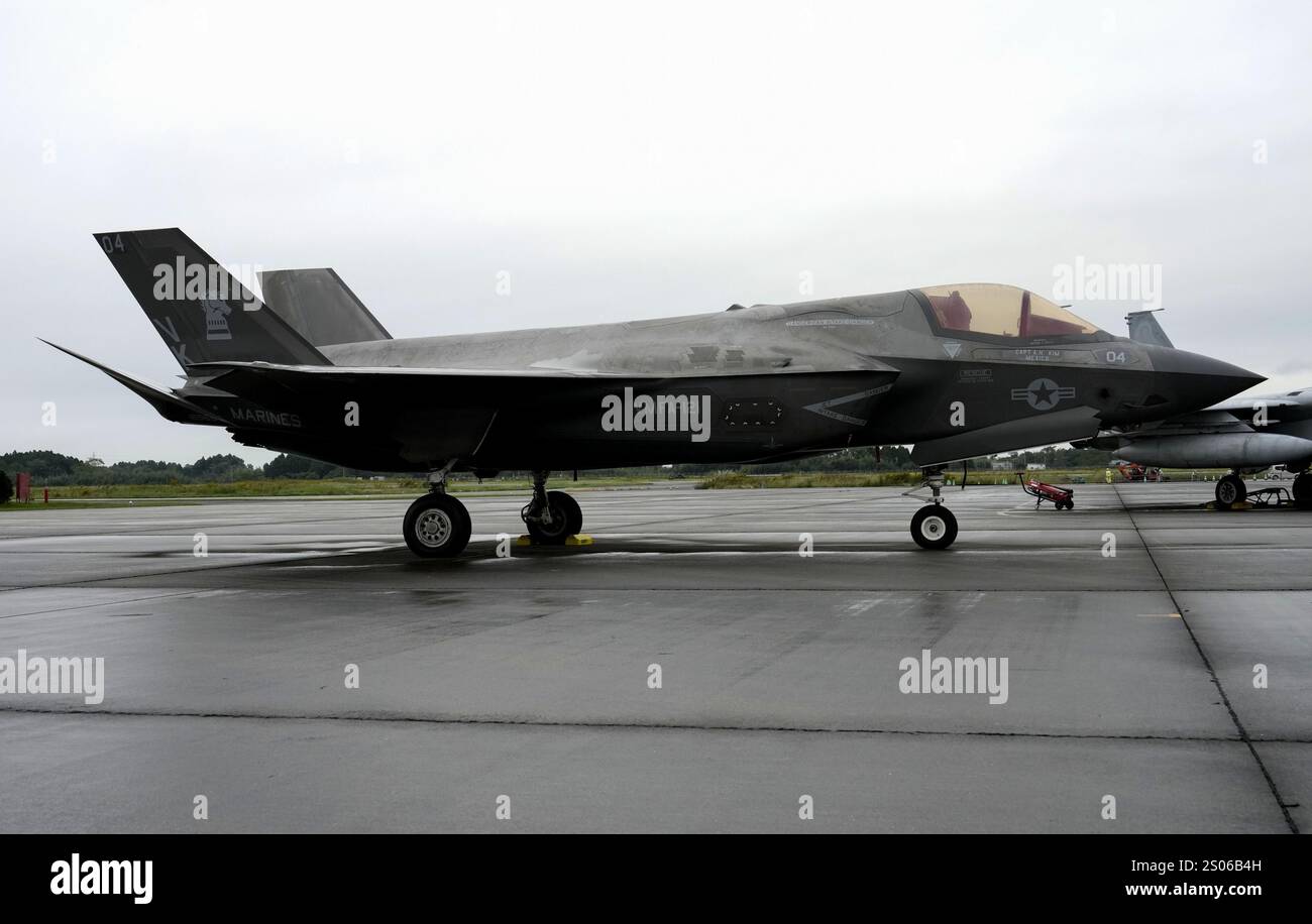 A U.S. F-35B stealth fighter is pictured at Nyutabaru Air Base of the ...