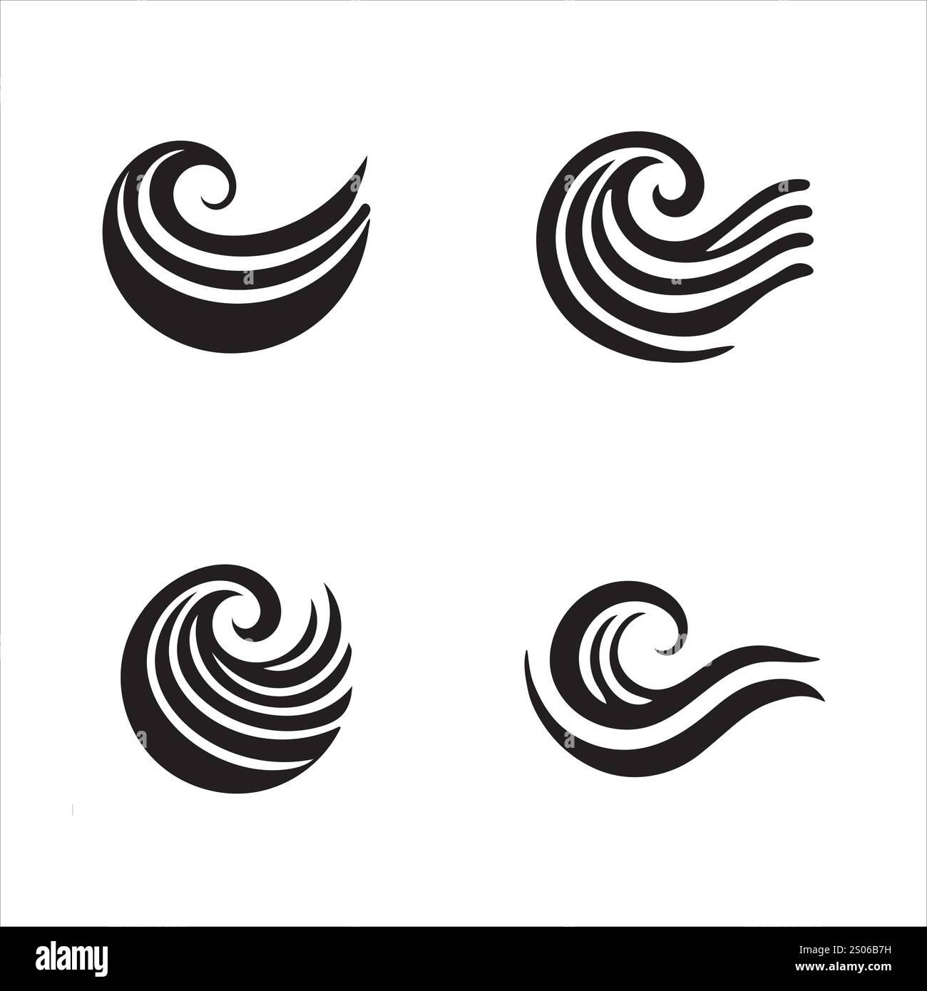 ocean wave silhouettes with vector eps illustration on a white ...