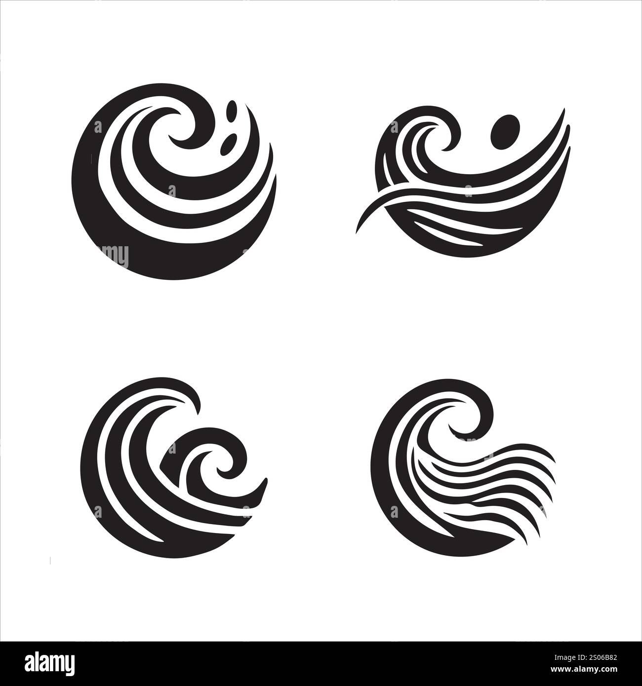 ocean wave silhouettes with vector eps illustration on a white ...