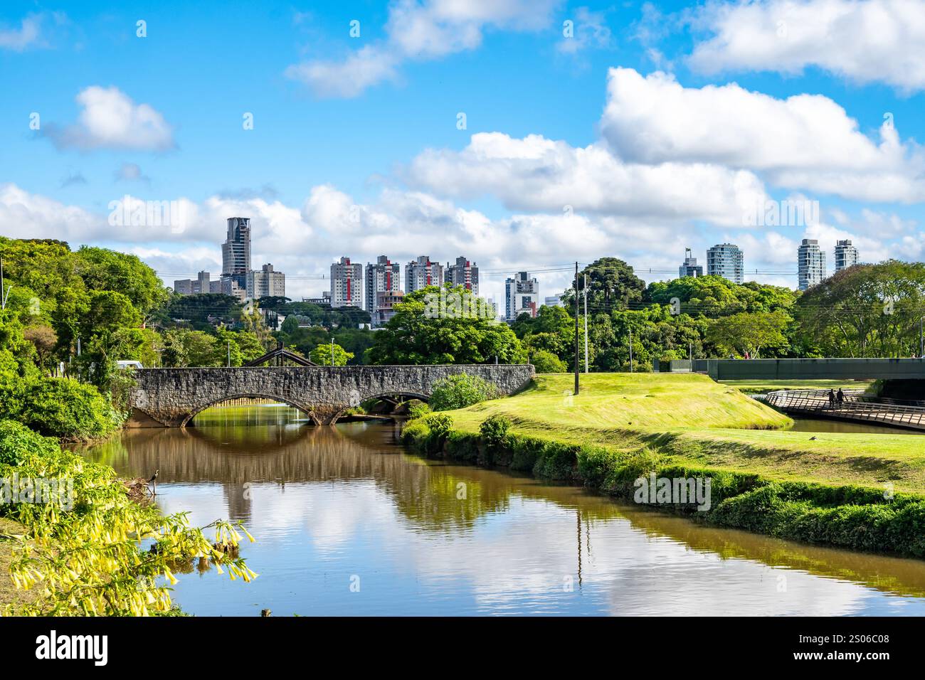 City of Curitiba, viewed from the Parque Barigui, Curitiba, State of ...